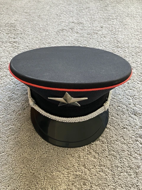 COSTUME BLACK CAPTAINS Hat with Silver Star and Red Piping £17.58 ...