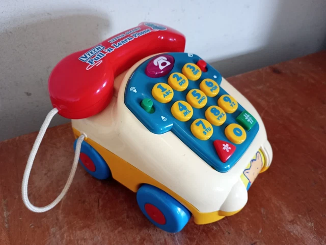 VINTAGE VTECH LITTLE Smart Pull N Learn Phone Toy Telephone Sounds ...