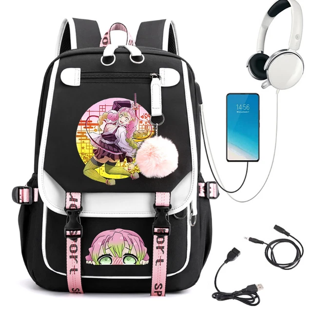 DEMON SLAYER KANROJI Mitsuri Backpack Teenarges Schoolbag USB Fashion ...