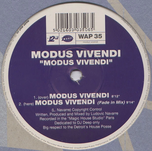 MODUS VIVENDI - Modus Vivendi - UK 12" Vinyl - 1993 - Warp Records £26. ...
