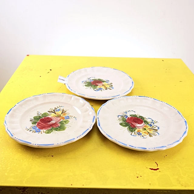 PIATTINI DA DOLCE vintage anni 50/60 dipinti a mano, 3 pezzi EUR 34,80 ...