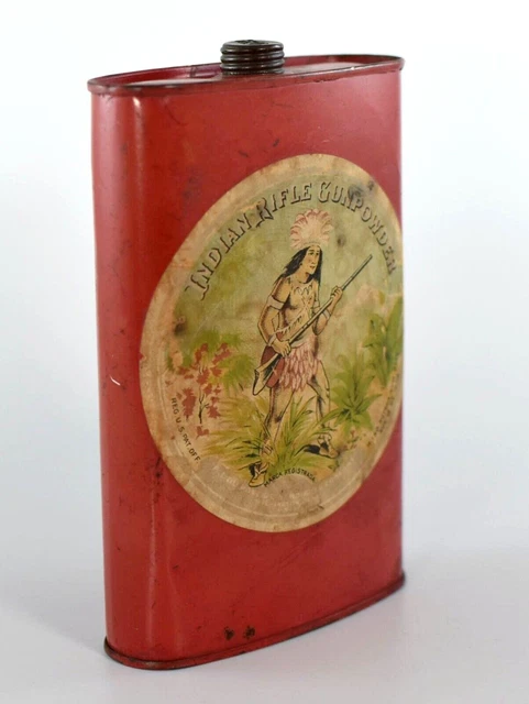 ANTIQUE DUPONT FFG Indian Rifle Gunpowder Tin Advertising Decorative ...