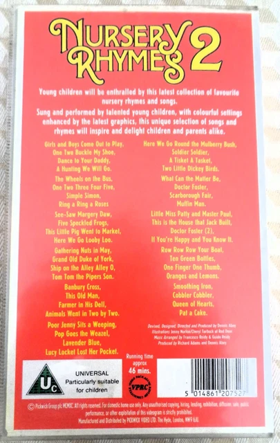 NURSERY RHYMES 2 Pickwick VHS Tape £5.80 - PicClick UK