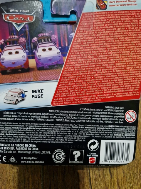 MATTEL DISNEY PIXAR Cars - Mike Fuse Vehicle - White/Pink Rare🌟 ALLINOL ...
