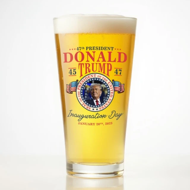 DONALD TRUMP PINT Glass 16oz 47th President 2025 Inauguration Day £14. ...