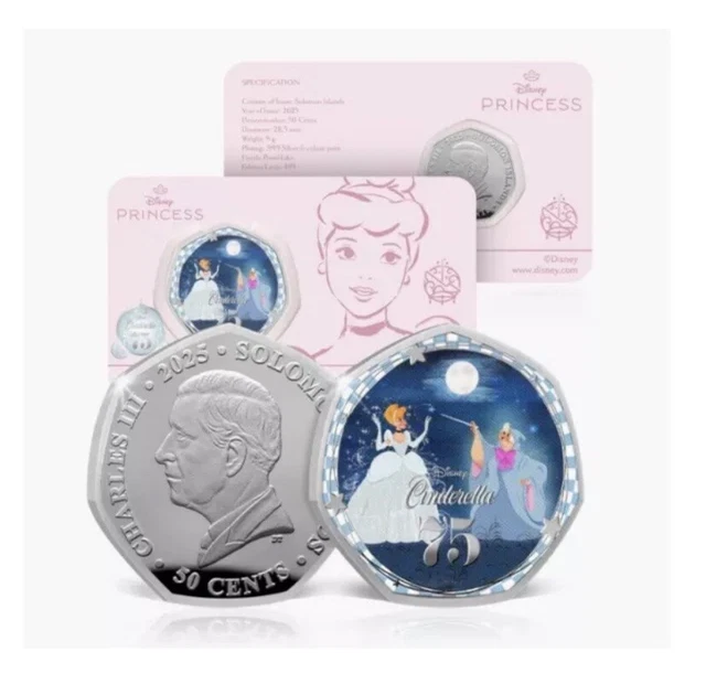 CINDERELLA 75TH ANNIVERSARY Edition Silver Plated 2025 BU Coin Not 50p ...