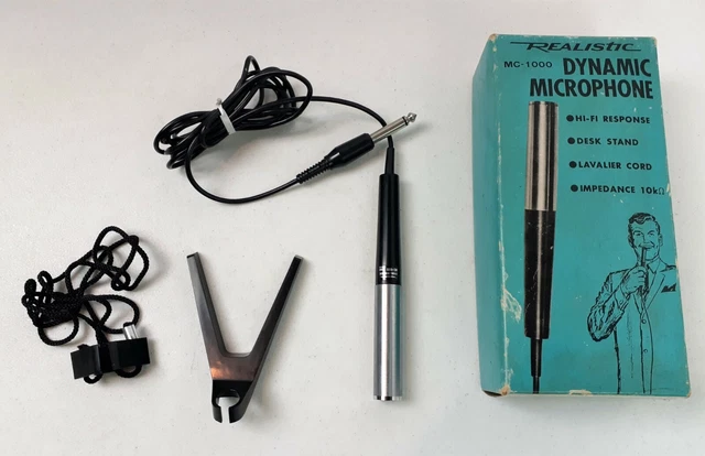 REALISTIC MC-1000 DYNAMIC Microphone with Desk Stand Lavalier Cord ...