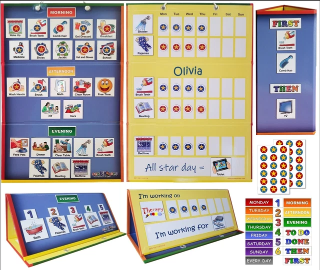 VISUAL SCHEDULE FOR Kids Deluxe Bundle: Magnetic Daily Calendar ...