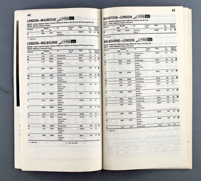 BRITISH AIRWAYS INTERCONTINENTAL Airline Timetable Summer April 1980 No ...