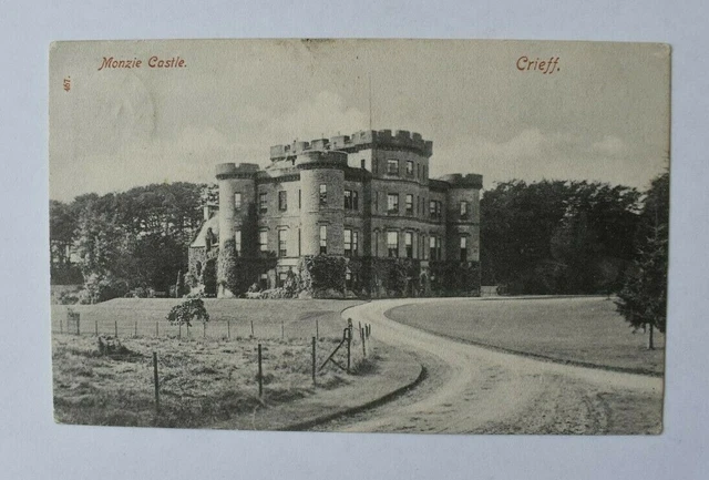 POSTCARD MONZIE CASTLE Crieff Perth & Kinross Scotland Posted 1907 £8. ...
