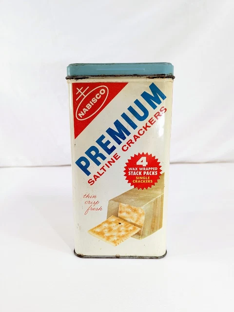 VINTAGE PRE-BARCODE 1950S Nabisco Premium Saltines Cracker Tin English ...