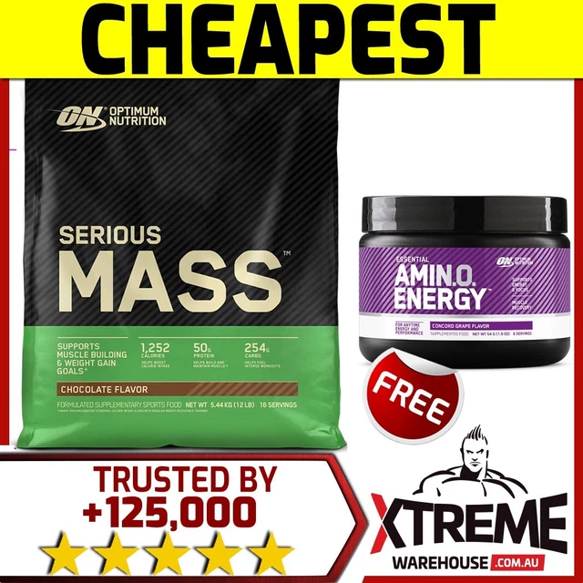 OPTIMUM NUTRITION SERIOUS MASS 5.45kg 12lbs // PROTEIN SUPER WEIGHT ...