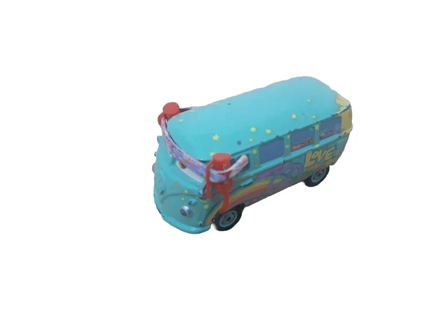DISNEY PIXAR CARS Fillmore VW Bus, Diecast Metal Hippie Love Peace ...