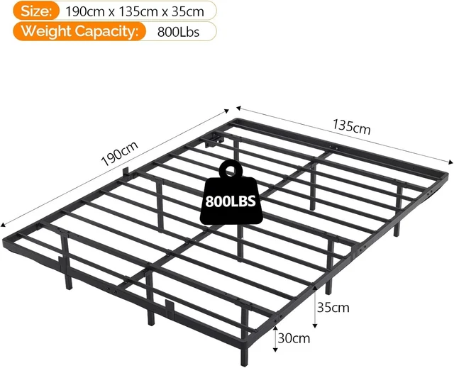 FLOATING DOUBLE BED Frame w/ LED Lights & Upholstered Headboard ...