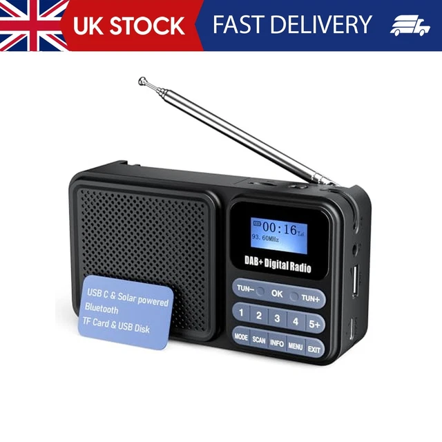 DAB RADIO PORTABLE, FM/DAB Plus Digital Radio with Bluetooth Battery ...