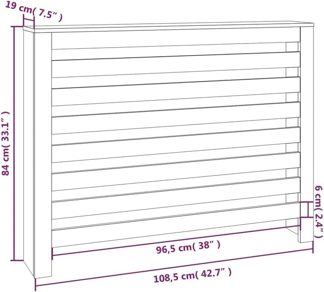 SOLID PINE RADIATOR Cover 108cm Natural Wood Slat Cabinet with Shelf £ ...