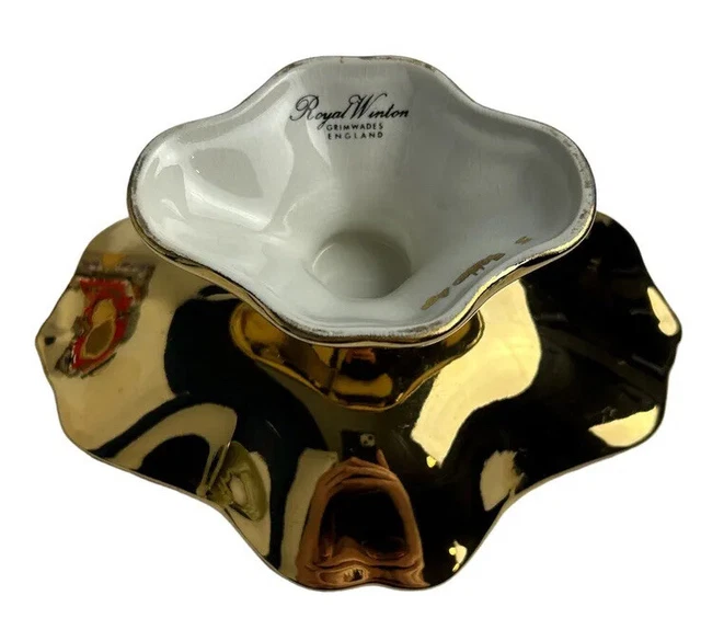 VINTAGE ROYAL WINTON Grimwades * Golden Age Candy Dish * 2 3/4" H By 7 ...