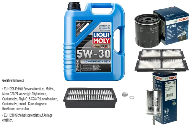 BOSCH INSPECTION SET 5L Liqui Moly Longue Date High Technologie 5W-30 pour Mazda EUR 130,12 ...