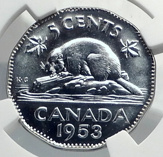 1953 CANADA UNITED Kingdom Queen Elizabeth II BEAVER 5C NGC Coin i77261 ...