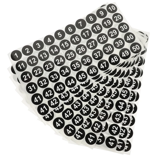10 SHEETS NUMBERED Sticker Adhesive Number Sticker Number ...