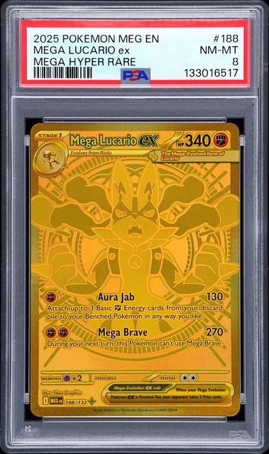 2025 POKEMON MEG En-Mega Evolution Mega Hyper Rare #188 Mega Lucario Ex ...