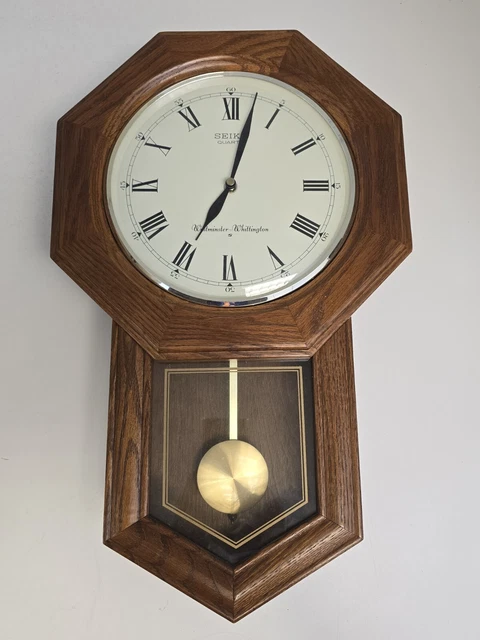 VINTAGE SEIKO WALL Clock Westminster-Whittington. Pendulum Oak Octagon ...