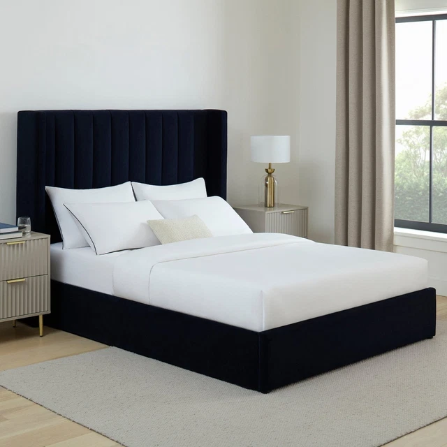 DUSK MADISON NAVY Velvet Double Ottoman Storage Bed RRP £359 £239.99 ...