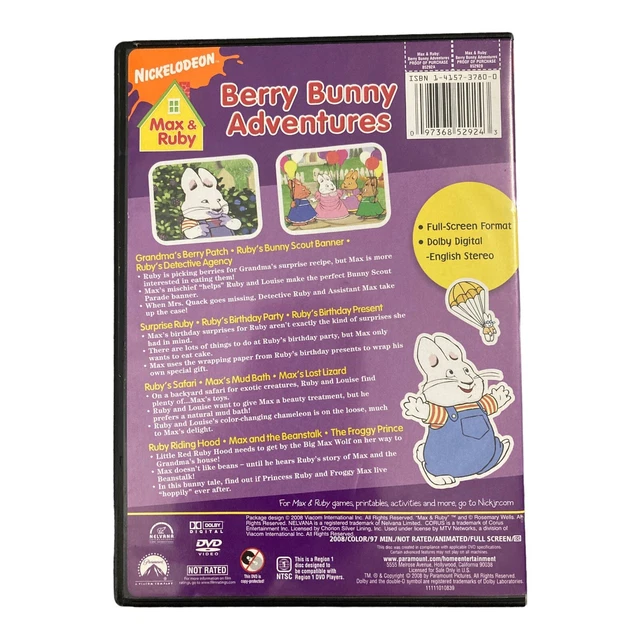 MAX AND RUBY: Berry Bunny Adventures DVD Nick Jr Nickelodeon TV show $4 ...