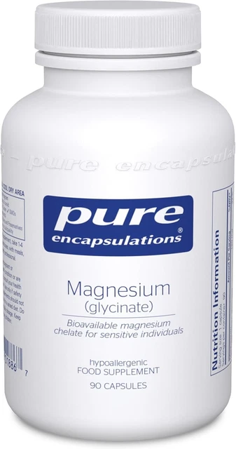 PURE ENCAPSULATIONS MAGNESIUM Glycinate 120mg - Bioavailable Magnesium ...