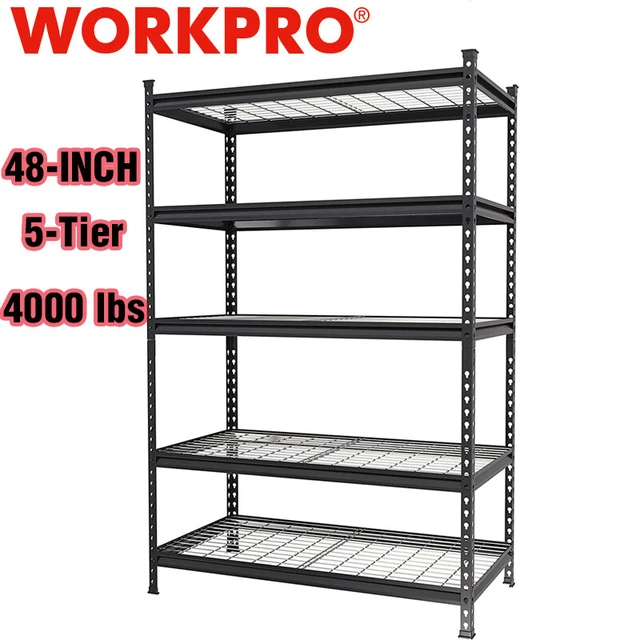 WORKPRO HEAVY DUTY 48" 5-Tier Metal Shelving Unit Adjustable Storage ...