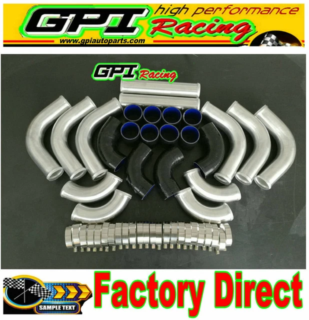 2.5& 64MM UNIVERSAL Aluminum Intercooler Turbo Pipe piping Kit+Black ...