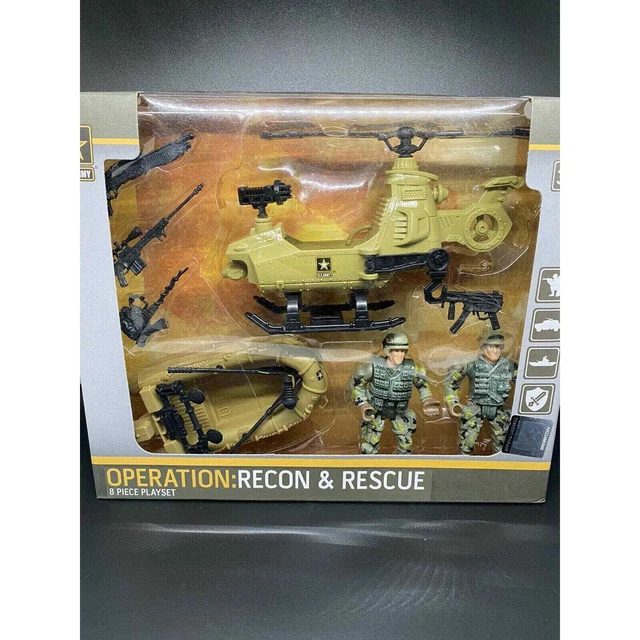 U.S. ARMY OPERATION Recon And Rescue 8 Piece Playset Helicopter & Raft ...