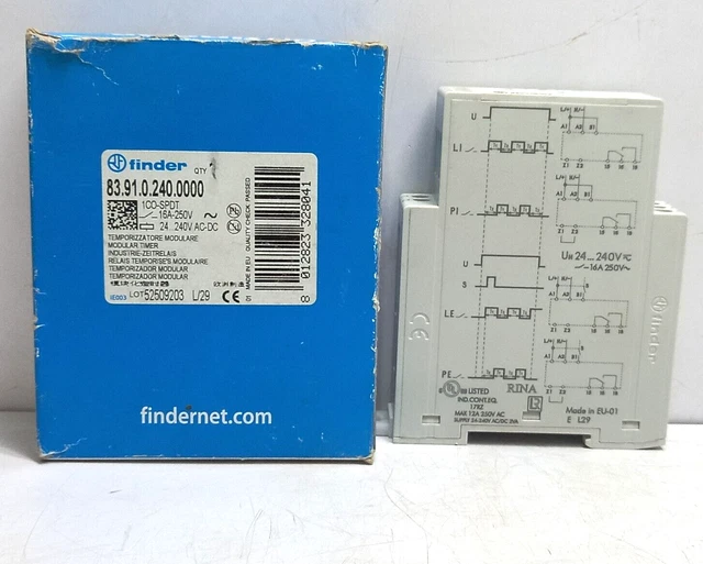 FINDER 83.91.0.240.0000 MODULO Timer 1CO-SPDT Fornire 24-24V Ca-Cc 2VA ...