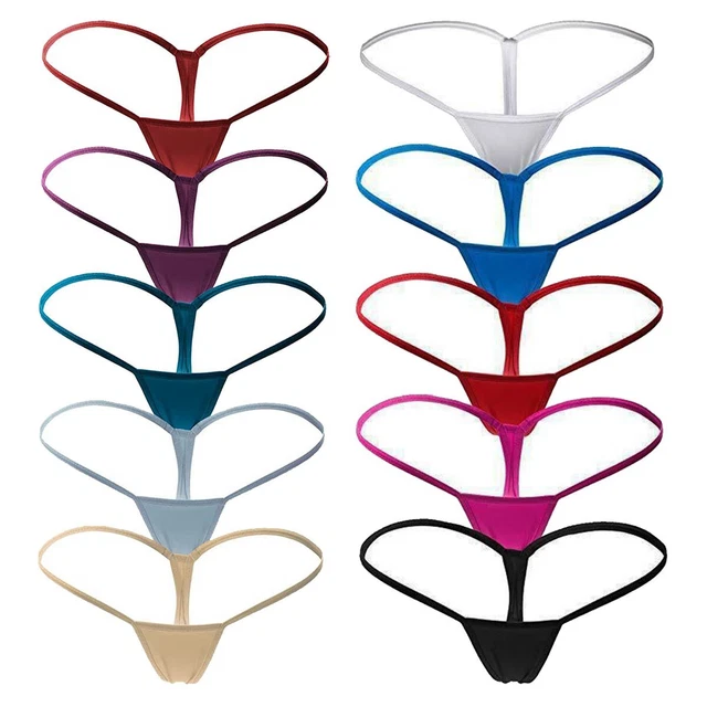 5 PACK WOMENS Mini Thong Micro G String Panties Sexy Solid Y Back ...