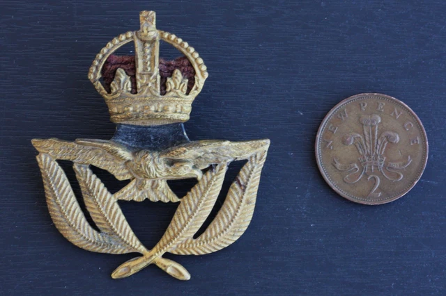 WW2 PERIOD GILT metal Canadian Royal Air Force Warrant Officers cap ...