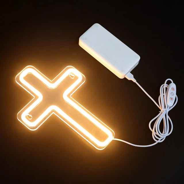 JESUS NEON SIGN: 11.4x7.9in Acrylic Cross Neon Sign Warm White - Jesus ...