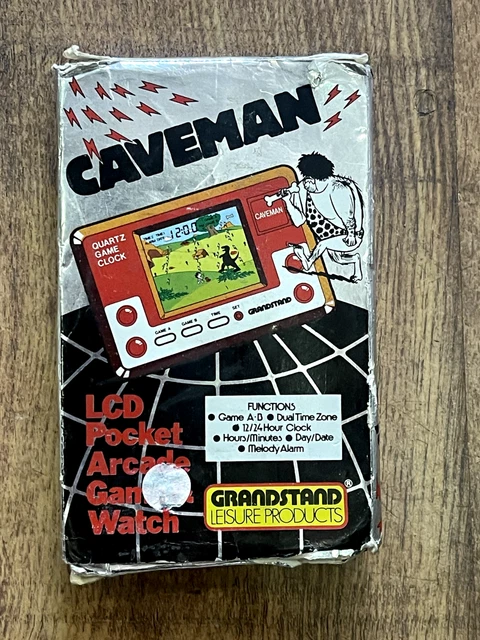 RARE GRANDSTAND CAVEMEN Lcd Pocket Arcade Game Vintage Handheld BOXED £ ...