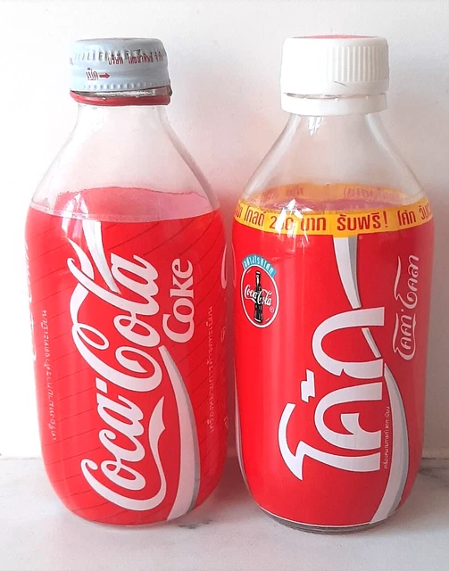 COCA COLA BOTTLES 90'S THAILAND YELLOW PLASTIC LABEL & Normal 250ML ...