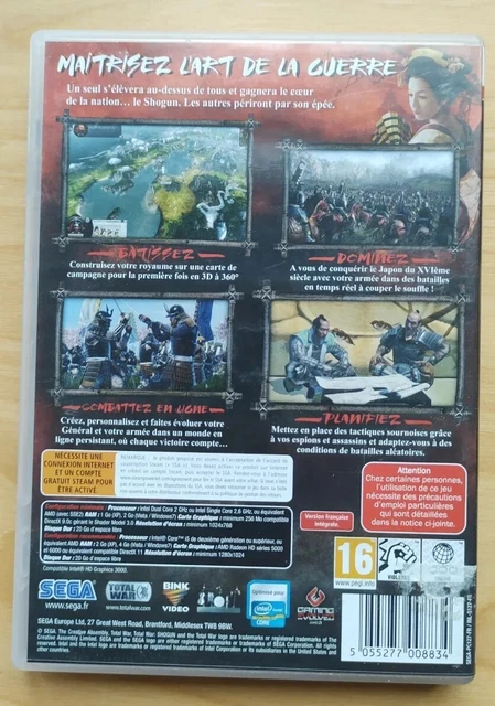 TOTAL WAR SHOGUN 2 (Creative Assembly, Sega, PC) French Français CIB 2 ...