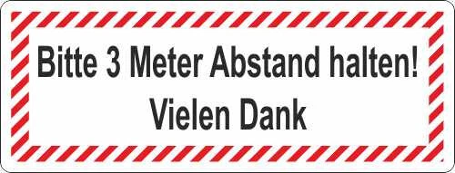 BITTE 3 METER Abstand Halten! Vielen Dank. Aufkleber 8083a 220 x 83mm ...