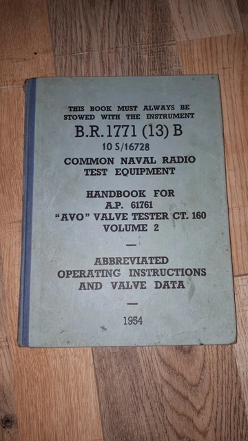 VINTAGE BRITISH NAVY "AVO" C.T. 160 valve checker publication circa ...