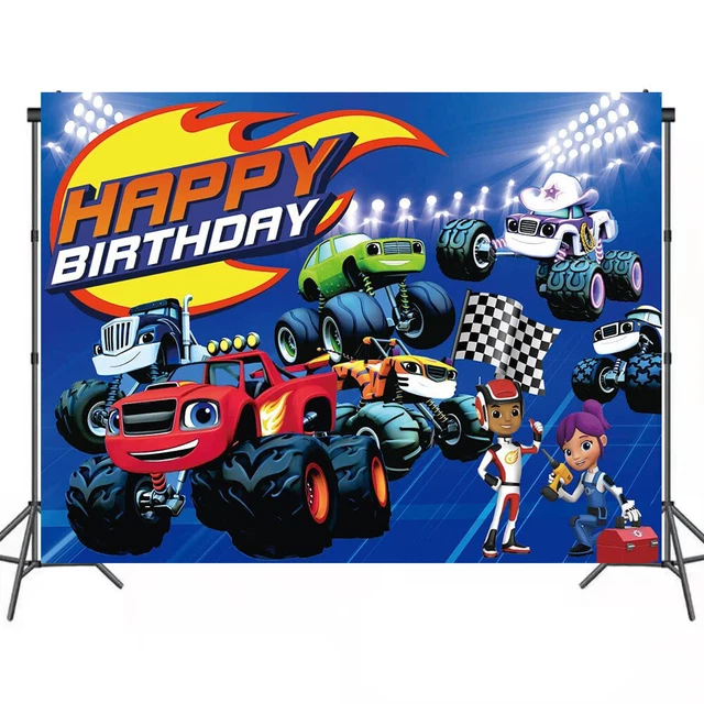 WHIRLWIND CHARIOT BACKDROP Boys Happy Birthday Party Photo Background ...
