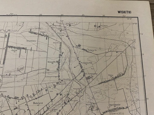 WWII WW2 ERA Original Polish Military Field Map! 1933 Map of Wiskitki ...