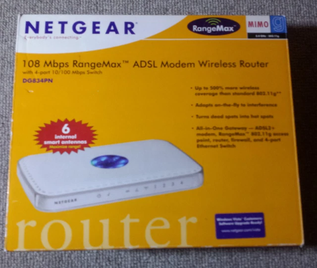 NETGEAR 108 MBS modem ADSL router wireless (DG834PN) EUR 5,81 - PicClick IT