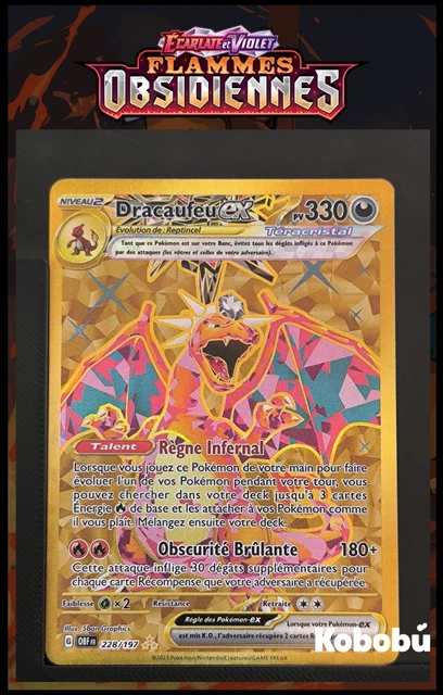 CARTE POKÉMON DRACAUFEU EX 228/197 Gold EV3 Flammes Obsidiennes OBF EUR ...
