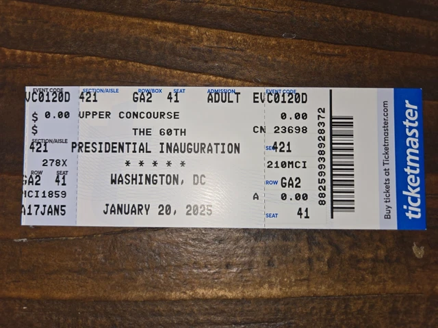 DONALD TRUMP INAUGURATION Ticket Collectible 45th & 47th President JD ...