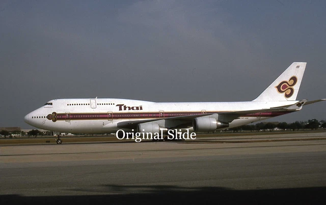 AIRCRAFT SLIDE - Thai B.747-400 HS-TGO @ BANGKOK 1993 (A117) £1.59 ...
