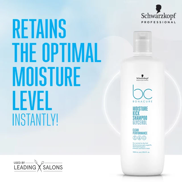 SCHWARZKOPF PROFESSIONAL BONACURE Moisture Kick Shampoo 1000ml Free ...