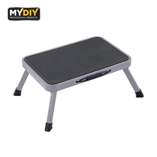 METAL FOLDING STEP Stool Anti Slip One Step Collapsible Steel Kitchen ...