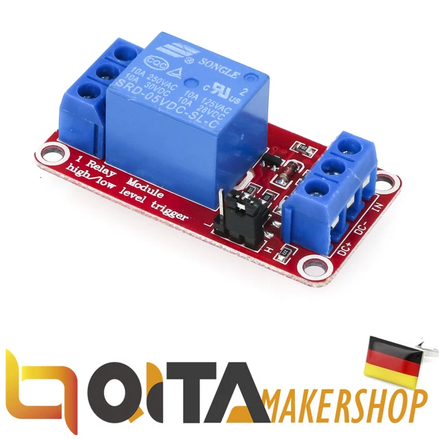 1-KANAL 5V RELAIS Modul mit Optokoppler (1Ch Relay Module High/Low ...
